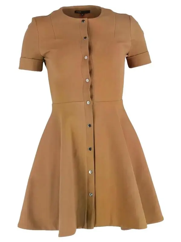 Maje Buttoned Mini Dress - Brown