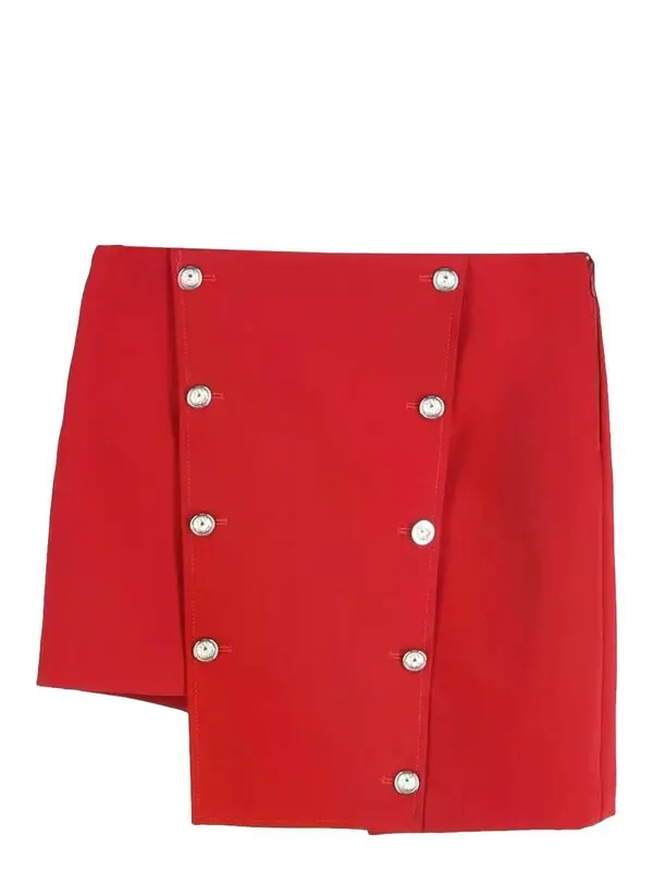 Versace Asymmetric Button Mini Skirt - Red