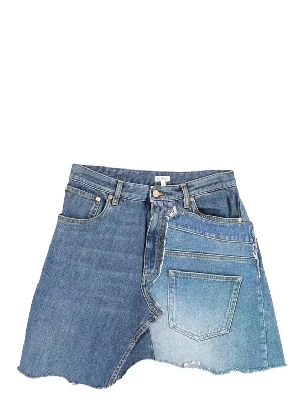 Loewe Patchwork Denim Skirt - Blue