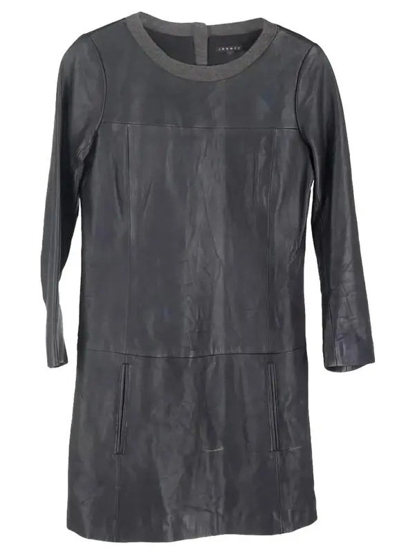 Theory Long-sleeve Leather Mini Dress - Grey