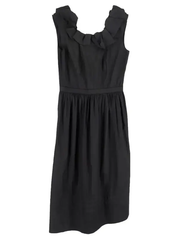 Prada Ruffled-collar Midi Dress - Black
