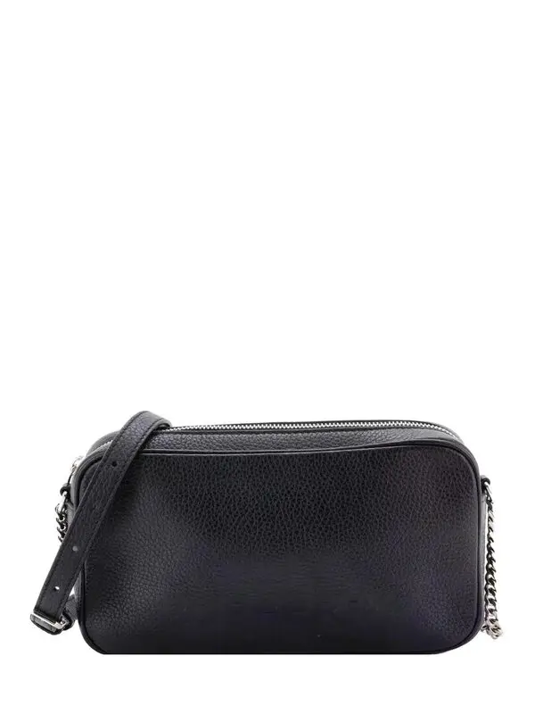Burberry Camera Logo Embossed Leather Crossbody Bag - Black