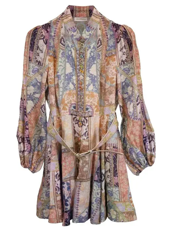Zimmermann Printed Long-sleeve Dress - Neutrals