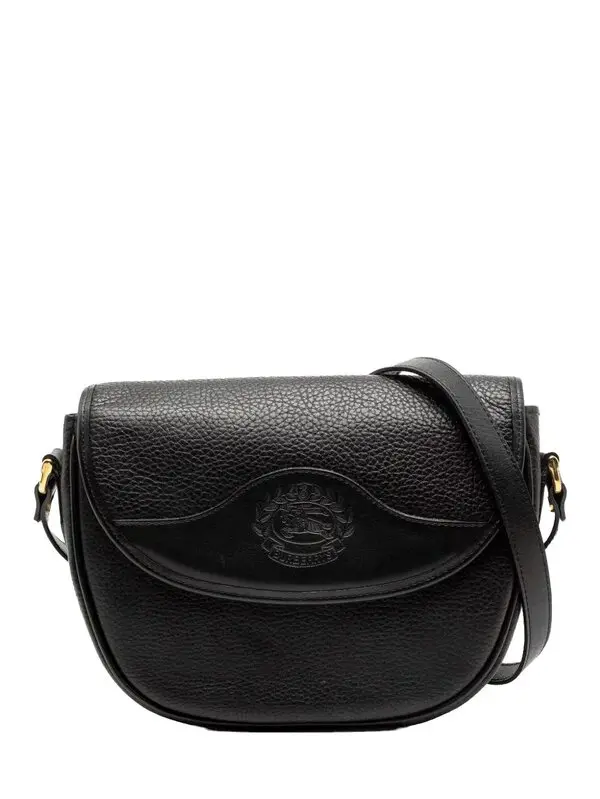 Burberry 20th Century Pebbled Leather Crossbody Bag - Black