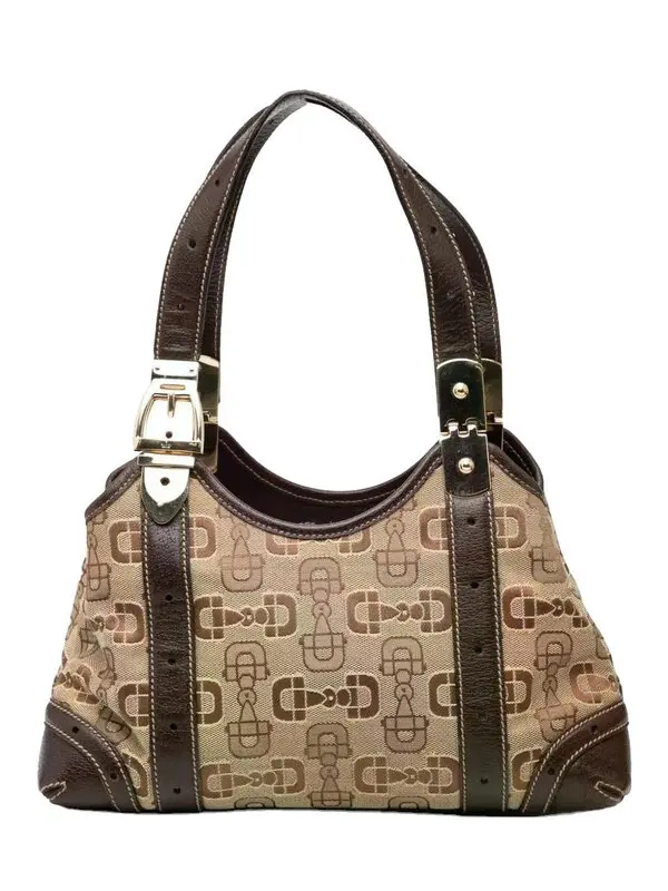 Gucci Horsebit Canvas Shoulder Bag - Brown