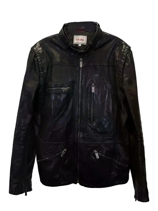 Kenzo Zip-up Leather Jacket - Black