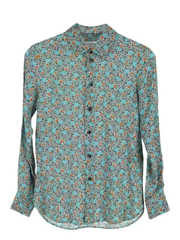 Saint Laurent Floral-print Button-up Shirt - Blue