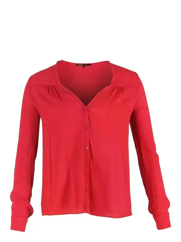 Maje Buttoned Long-sleeve Blouse - Red