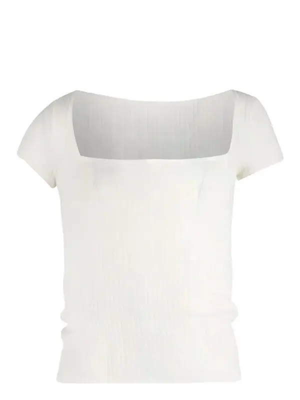 REFORMATION Square-neck Cotton T-shirt - White