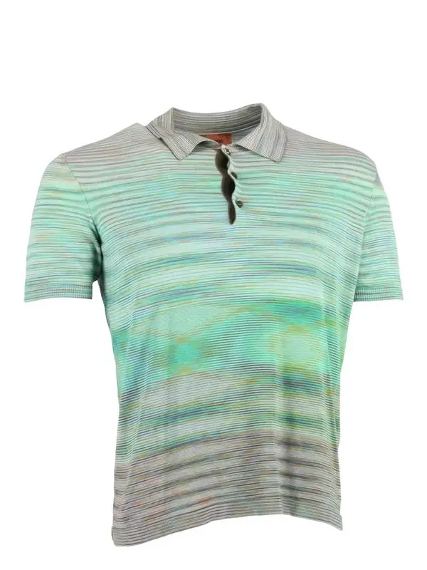 Missoni Striped Cotton Polo Shirt - Green