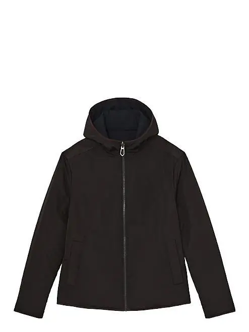 REISS Reversible Hooded Puffer Jacket - Navy Brown
