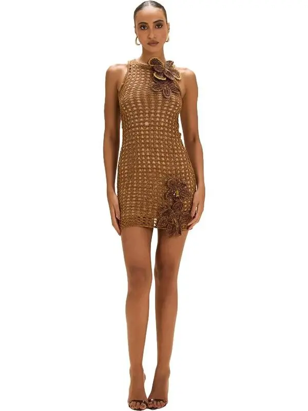 PatBO Gaia Knit Mini Dress - Brown