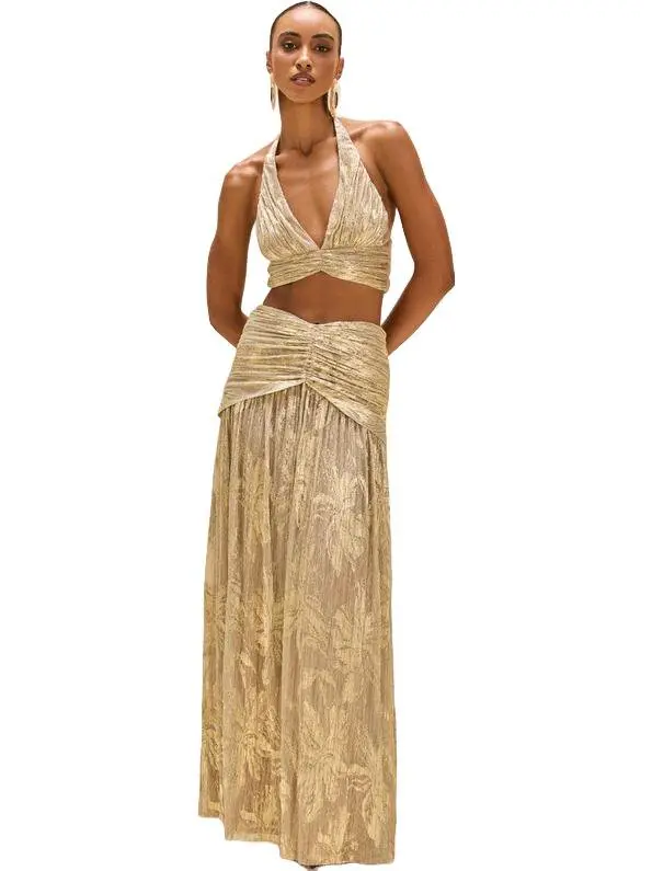 PatBO Lurex Maxi Skirt - Gold