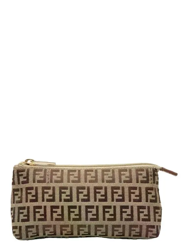 Fendi 2000-2010 Zucchino Canvas Pouch - Brown