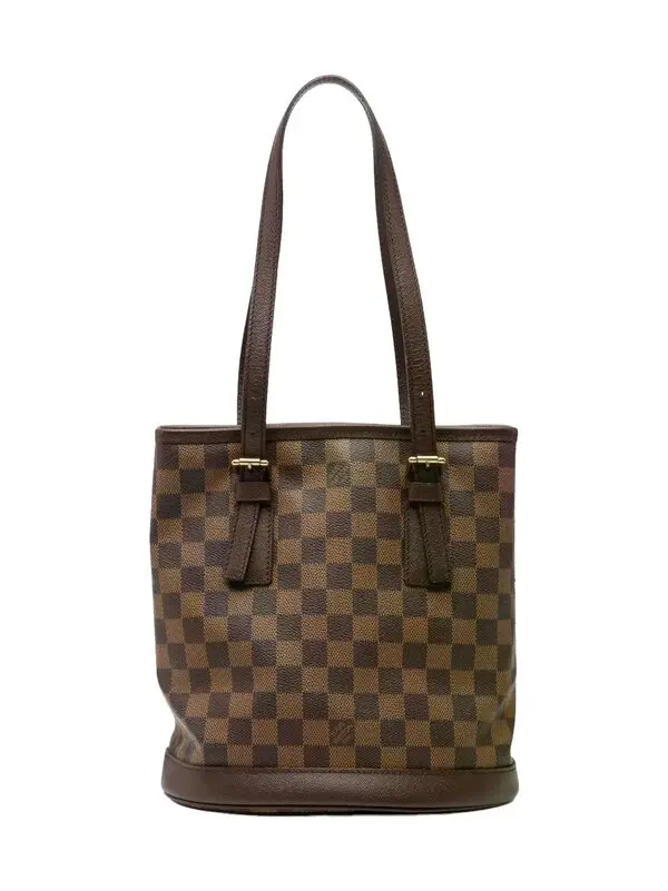 LOUIS VUITTON 2002 Damier Ebene Marais Bucket Bag - Brown