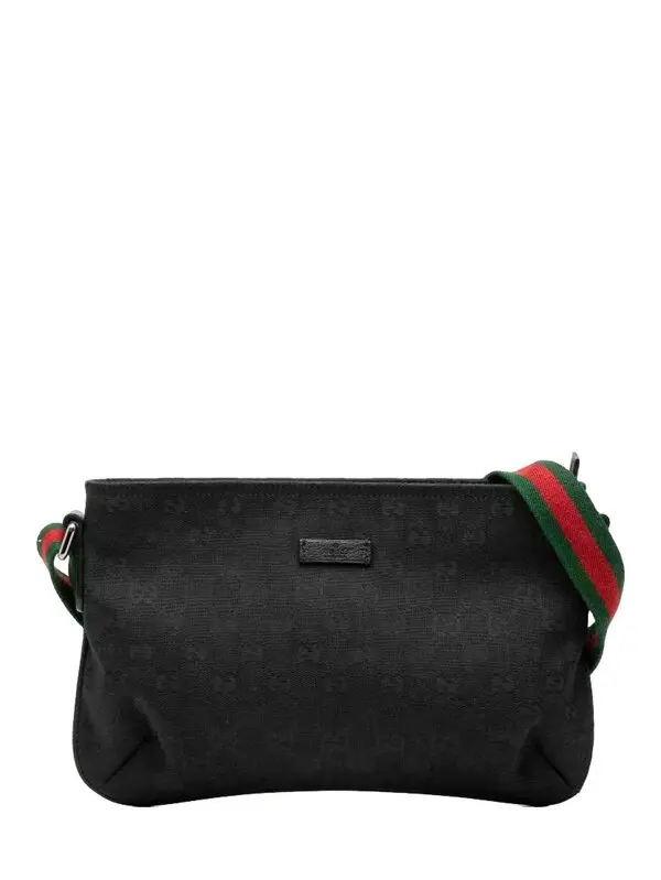Gucci Gg Canvas Web Crossbody Bag - Black