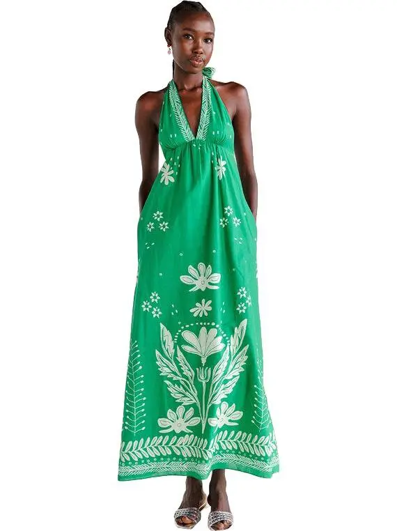 Saylor Tigris Halterneck Midi Dress - Green