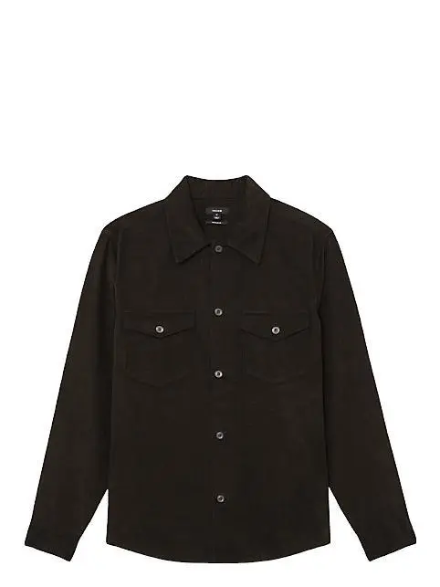 REISS Kai Patch-pocket Cotton-corduroy Overshirt - Dark Green