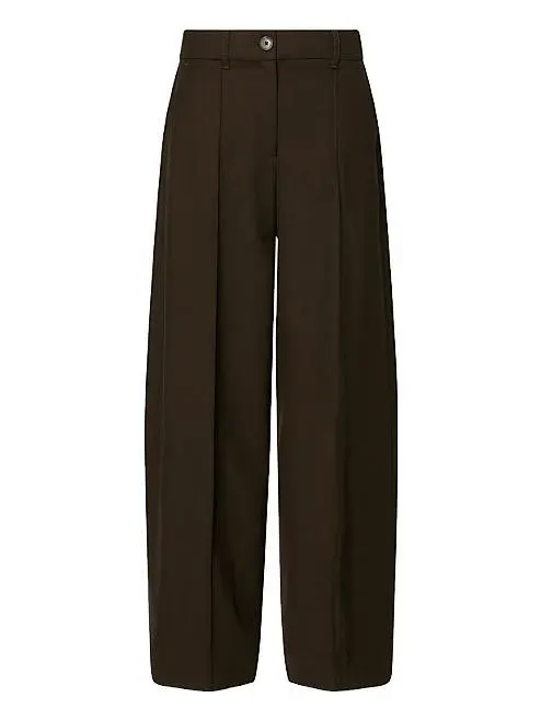 ME+EM Pin-tuck Tapered Woven Trousers - Intense Olive