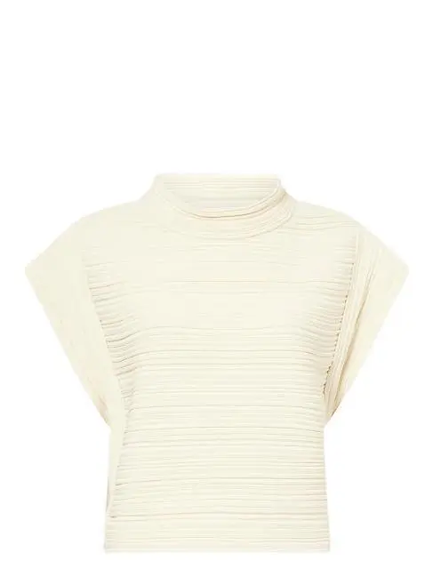 Issey Miyake Funnel-neck Knitted Vest Top - Cream Yellow