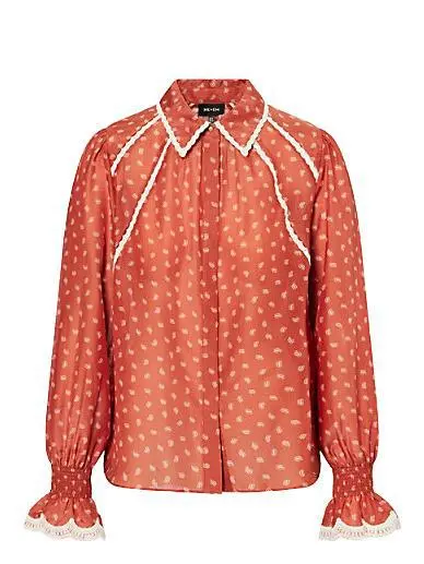 ME+EM Paisley Print Cotton-silk Blouse - Orange Multi
