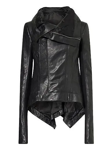 Rick Owens Naska Biker Asymmetric Leather Jacket - Black