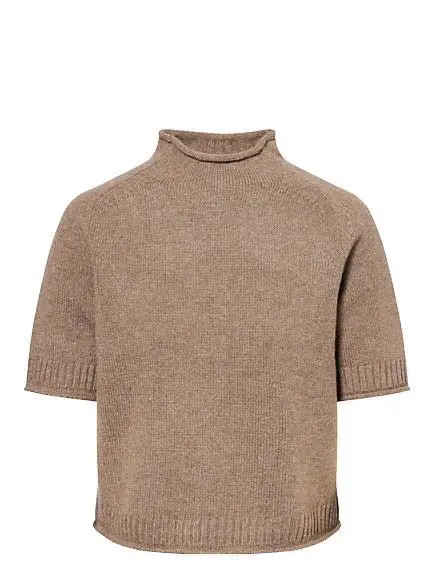 ME+EM Roll-trim Cashmere Knit T-shirt - Pebble Brown