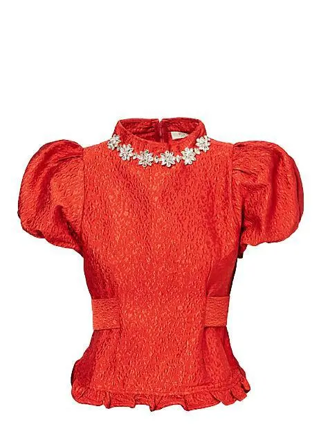 SISTER JANE Jacquard Woven Top - Red