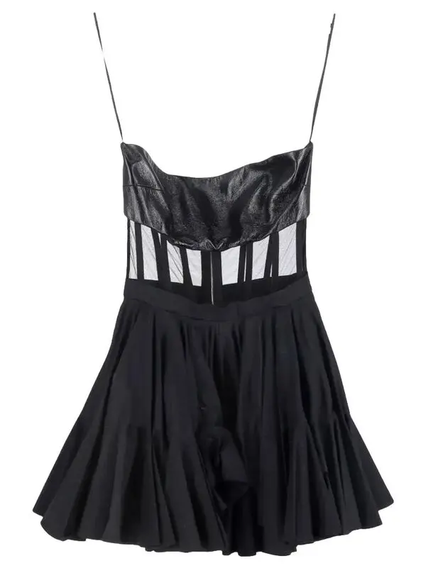 David Koma Leather Mini Dress - Black
