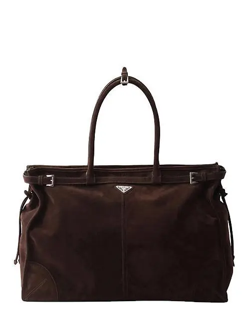 Prada Suede Tote Bag - Brown