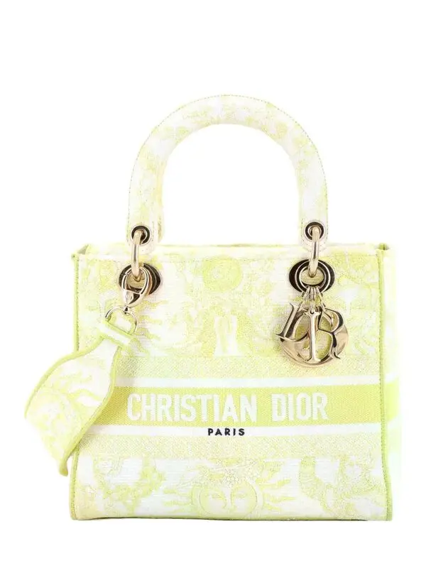 Dior Lady D-lite Bag Embroidered Canvas Medium - Yellow