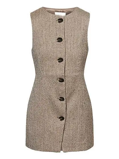 Dissh Tweed Tunic Vest - Choc