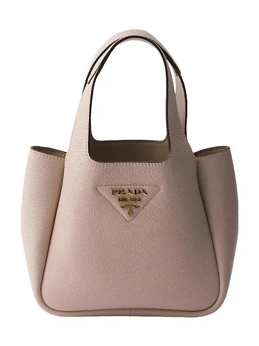 Prada Logo-plaque Mini Leather Shoulder Bag - Powder