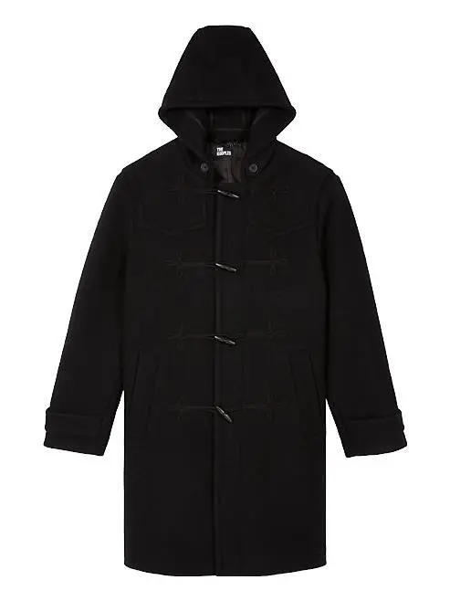 The Kooples Hooded Wool-blend Coat - Black