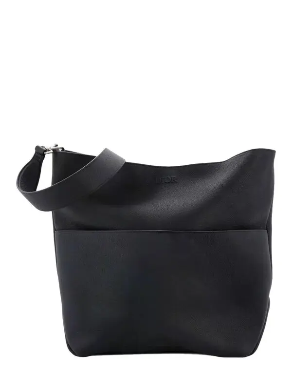 Dior Prive Vertical Convertible Leather Large Hobo Bag - Black