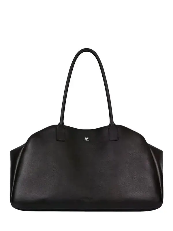 COURREGES Leather Maxi Tote Bag - Black
