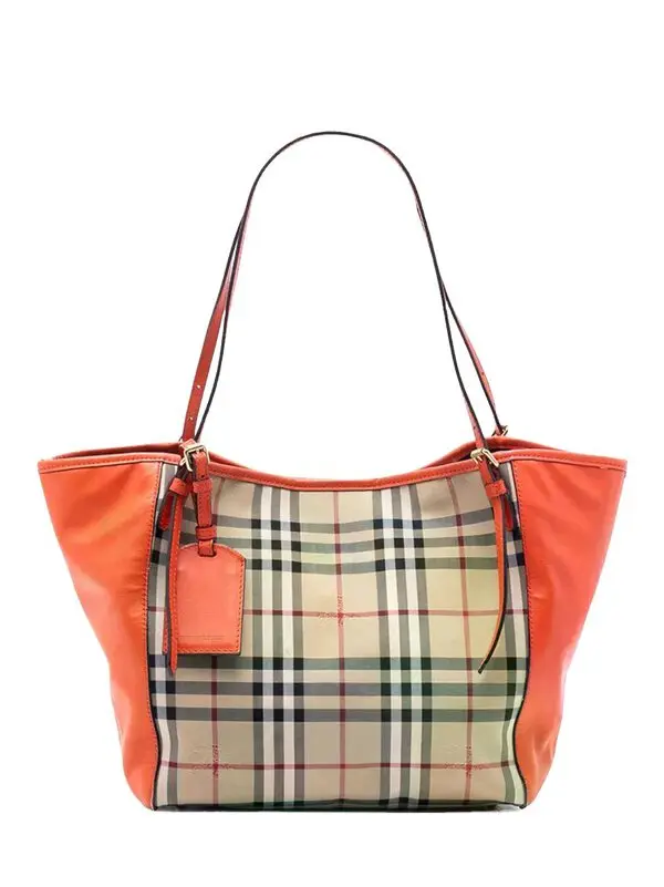 Burberry Haymarket Check Canvas And Leather Canterbury Tote Bag - Brown