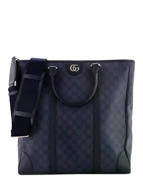 Gucci Ophidia Convertible Open Gg Coated Canvas Tall Tote Bag - Blue