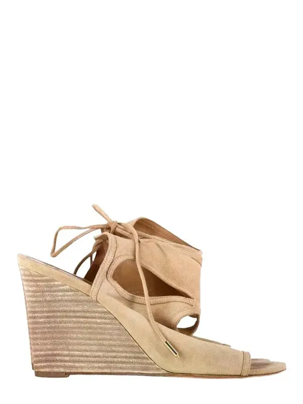 AQUAZZURA Cut-out Tie Wedge Sandals - Neutrals