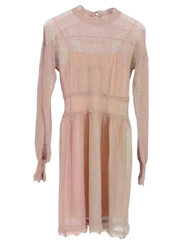 Dior Knitted Long-sleeve Dress - Pink
