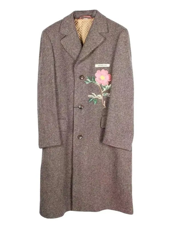 Gucci Floral Embroidered Coat - Brown