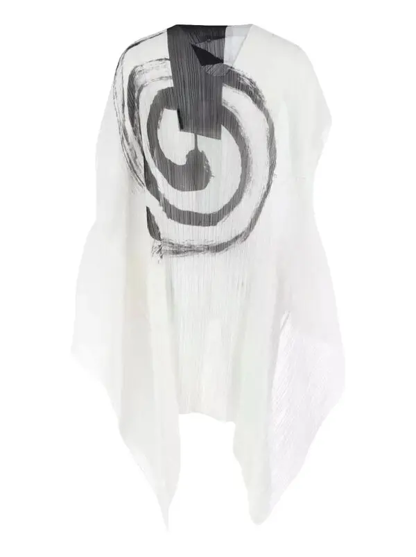 Issey Miyake Printed Cape - White
