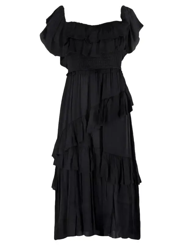 Ulla Johnson Ruffled Silk Dress - Black