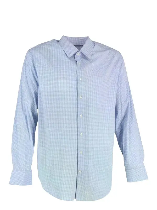 Giorgio Armani Check-print Long-sleeve Shirt - Blue