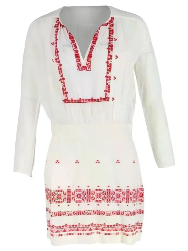 Vanessa Bruno Embroidered Long-sleeved Mini Dress - White