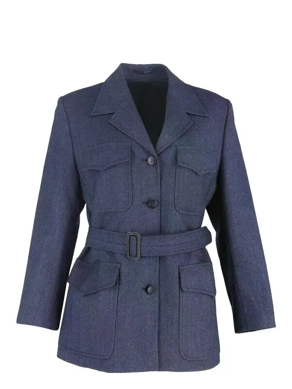 Burberry Button-front Belted Blazer - Blue