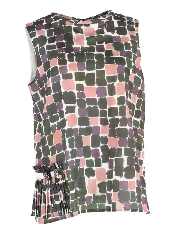 Max Mara Printed Sleeveless Blouse - White
