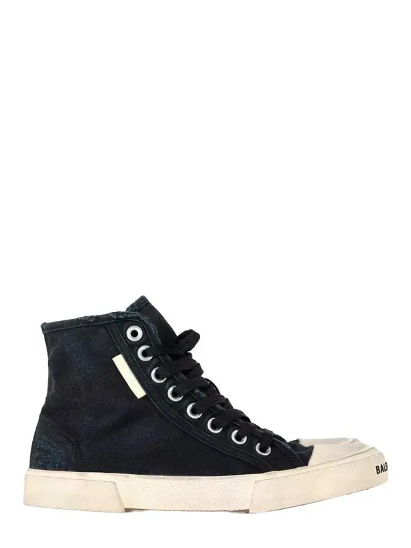 Balenciaga Paris Distressed High-top Sneakers - Black