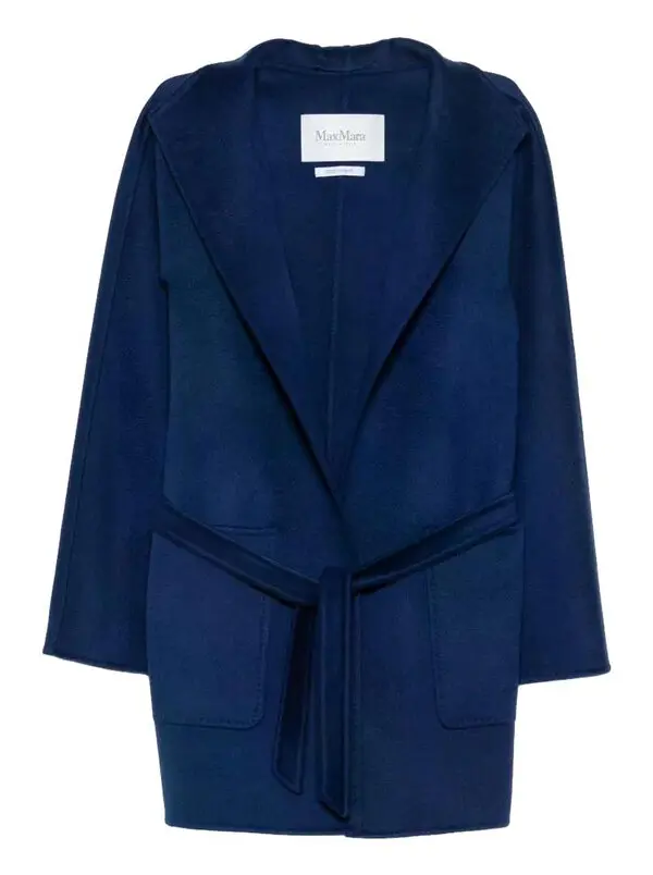Max Mara Hooded Belted Coat - Blue