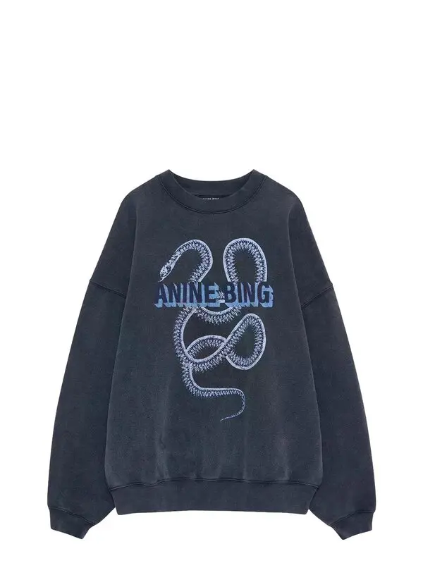 ANINE BING Snake Print Relaxed Fit Sweatshirt - Grey